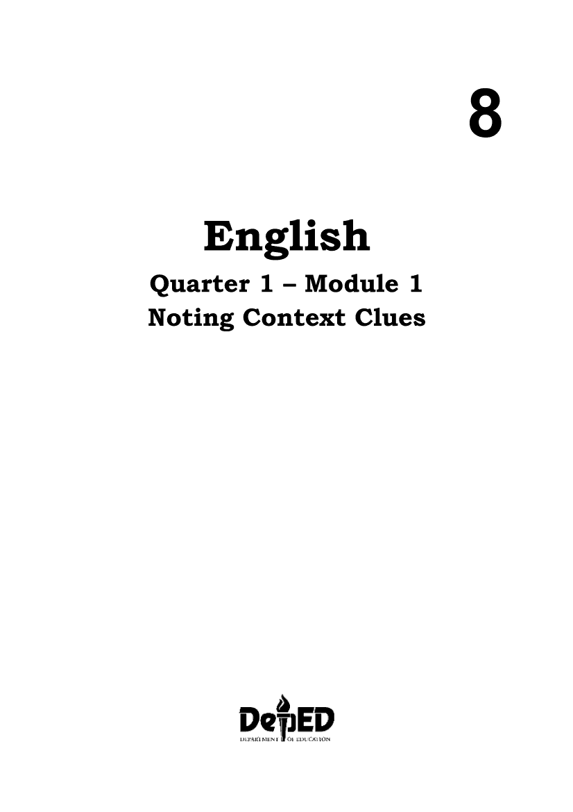 English 8 Module 1 Noting Context Clues Grade 8 Modules English 8 Module 1 Noting Context Clues Grade 8 Modules
